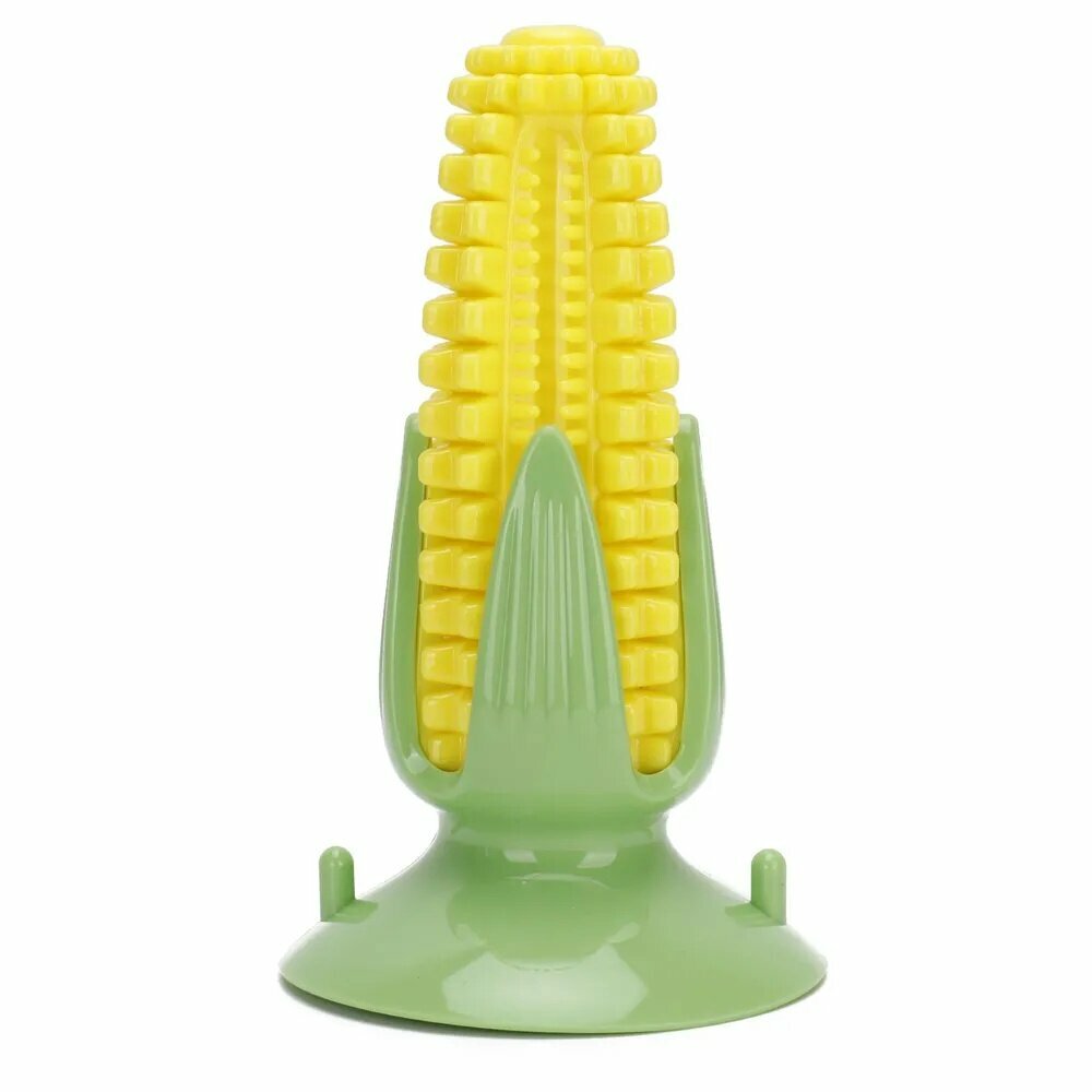 Игрушка для собак в форме кукурузы, прочная, с эффектом чистки зубов и присоской, подходит для собак всех размеров, 16.2x9.1cm