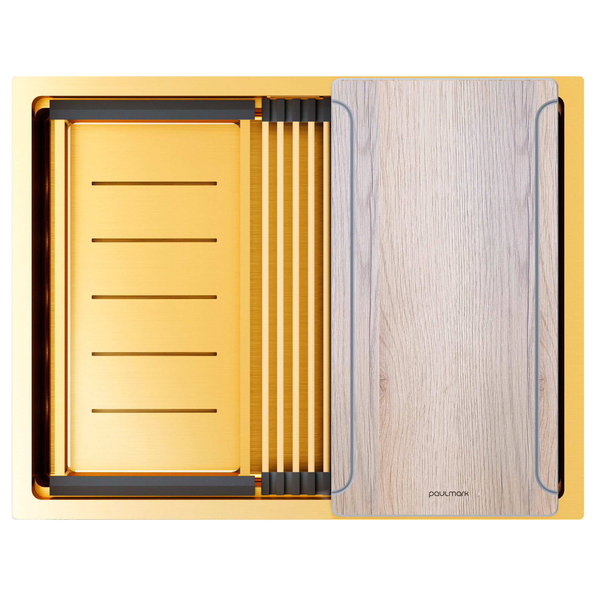 Кухонная мойка Paulmark NEXT-MULTI SINK 58 UNI PM785845-BG брашированное золото Нержавеющая сталь