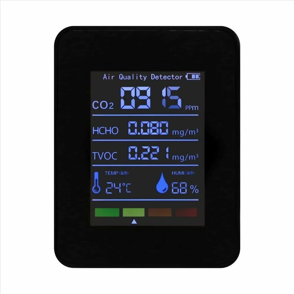 5 в 1 Монитор качества воздуха TVOC HCHO Измеритель температуры и влажности CO2,