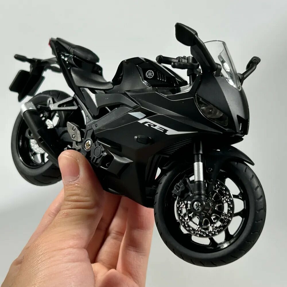 Игрушечный 1:12 Yamaha YZF R3 Спортивные гонки, Модель из сплава, Со звуком и светом, Коллекционные предметы