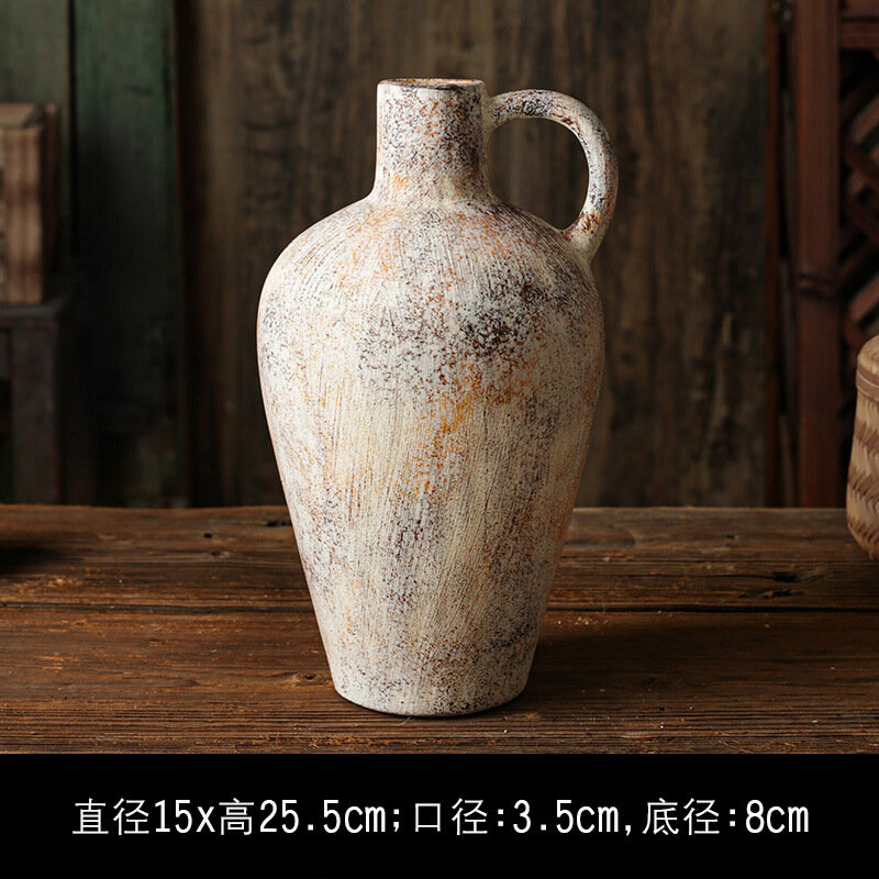 Ретро-вазы в новом китайском стиле, декоративные керамические украшения в деревенском стиле для прихожей, прикроватной тумбочки, тумбы под телевизор, для цветочных композиций, керамическая ваза для дома.