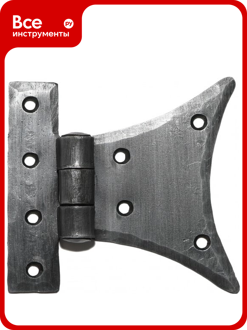 Мебельная кованая петля Covali HC-872, накладная из стали с матовым лаком, графитовый цвет, открывание на 180 градусов