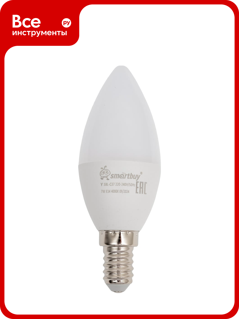 Светодиодная лампа Smartbuy LED C37-07W/4000/E14 SBL-C37-07-40K-E14