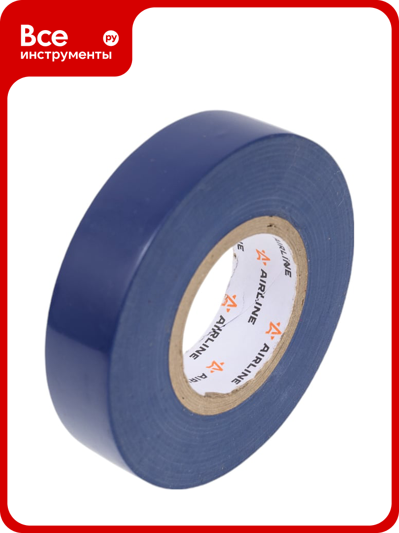Изолента Airline ПВХ, синяя, 19мм х 20м AIT-P-20