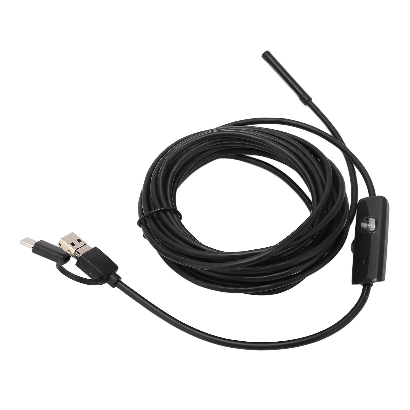 Эндоскоп 5,5 мм 3 в 1 USB-камера для бороскопа IP67 Водонепроницаемая для инспекционного обслуживания 5 м / 16,4 фута
