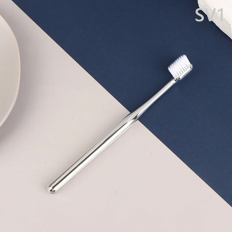 1 шт. Роскошная мягкая зубная щетка для мужчин и женщин, металлические золотые и серебряные зубные щетки