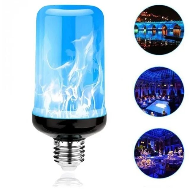 SONQIN Светодиодная лампа с эффектом пламени 9W Blue Flame, E27, 1 Pcs