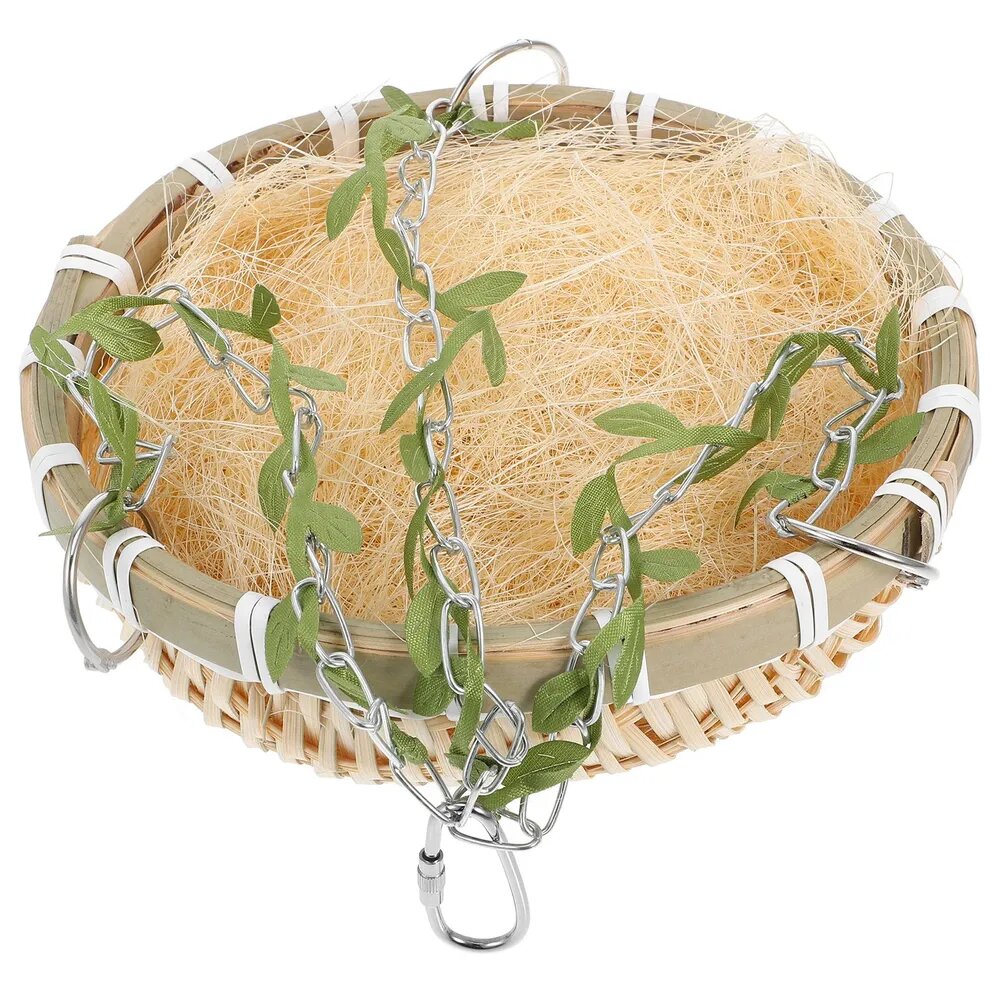 Бамбуковое плетеное гнездо для птиц, подвесная клетка для попугаев, кровать для использования на открытом воздухе, подходит для попугаев, корелл, амадин, канареек и неразлучников