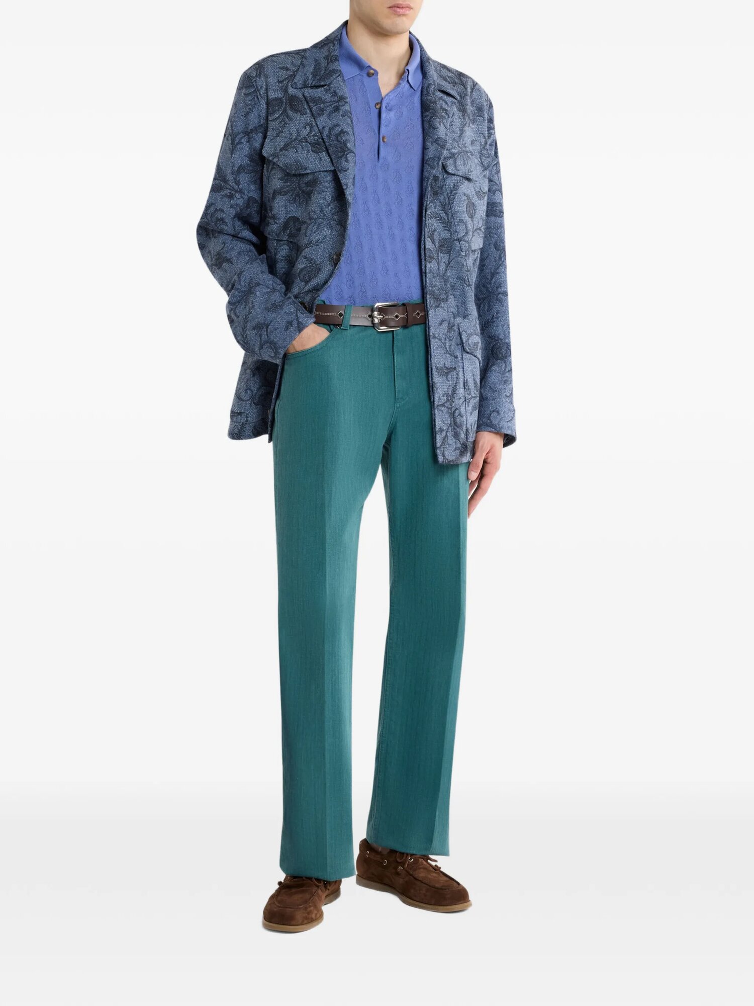 Куртка ETRO Floral-print jacket, размер M, blue — фото 1