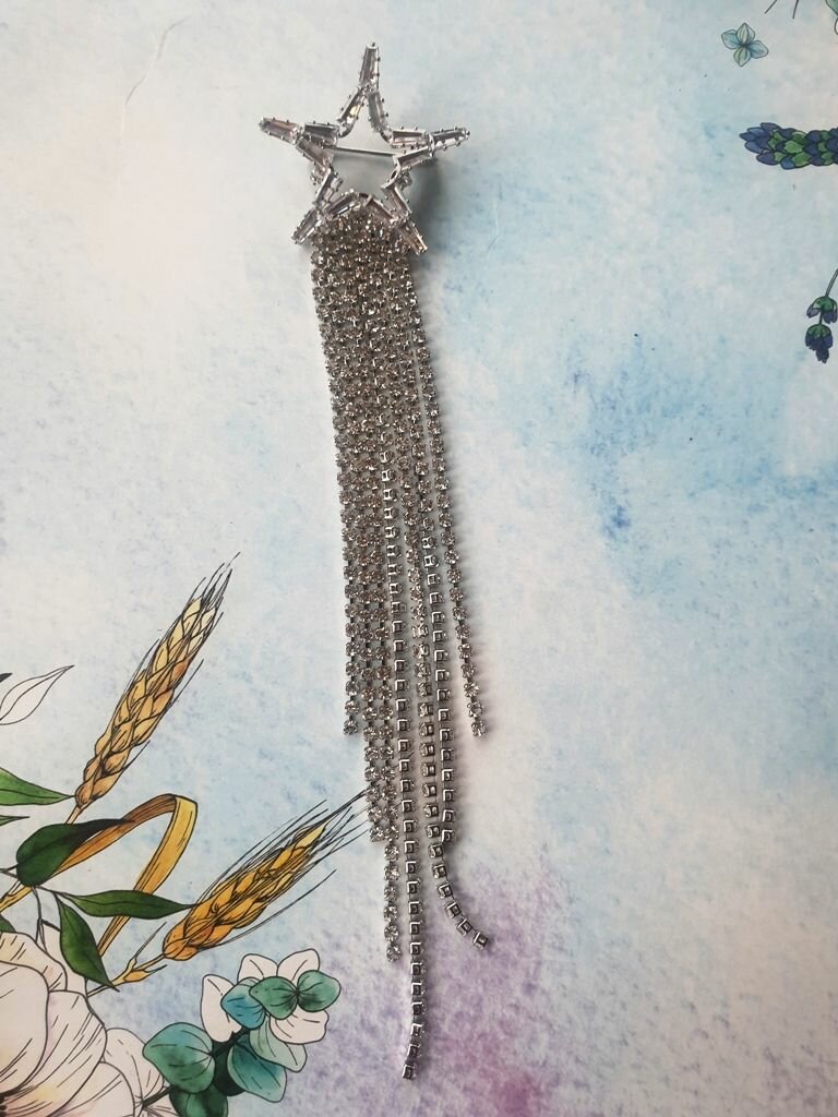 Брошь, хрусталь, фианит