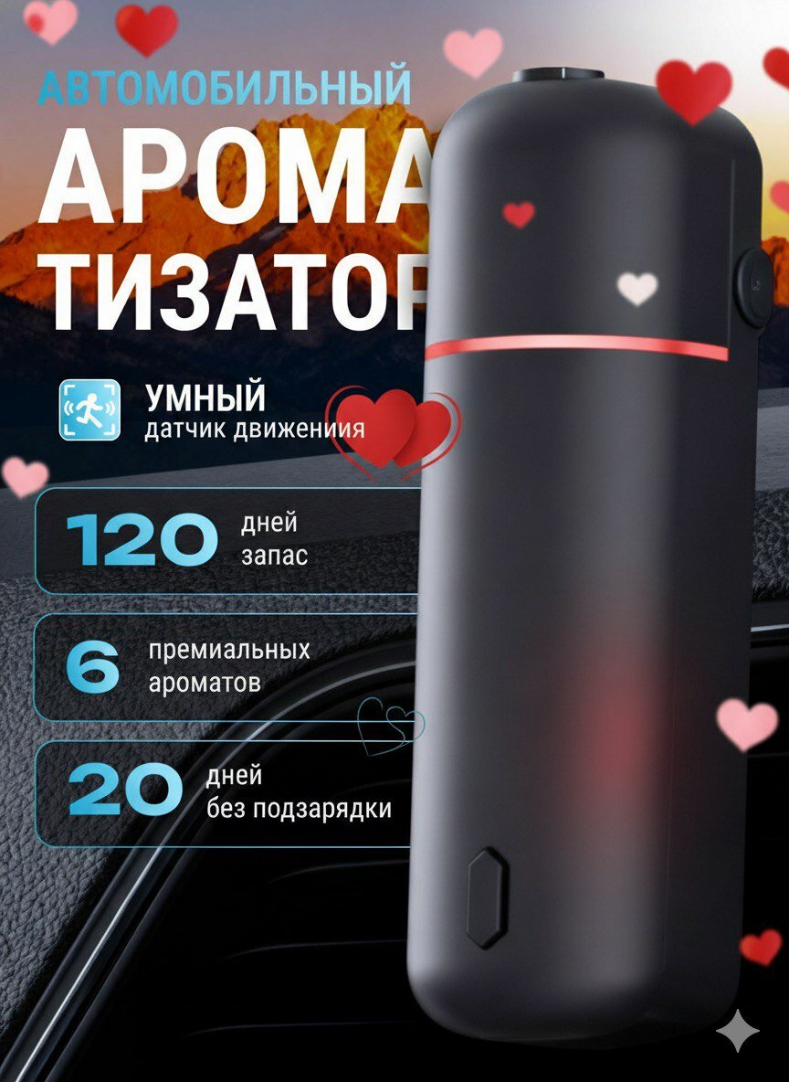 Автомобильный ароматизатор автоматический черный на дефлектор
