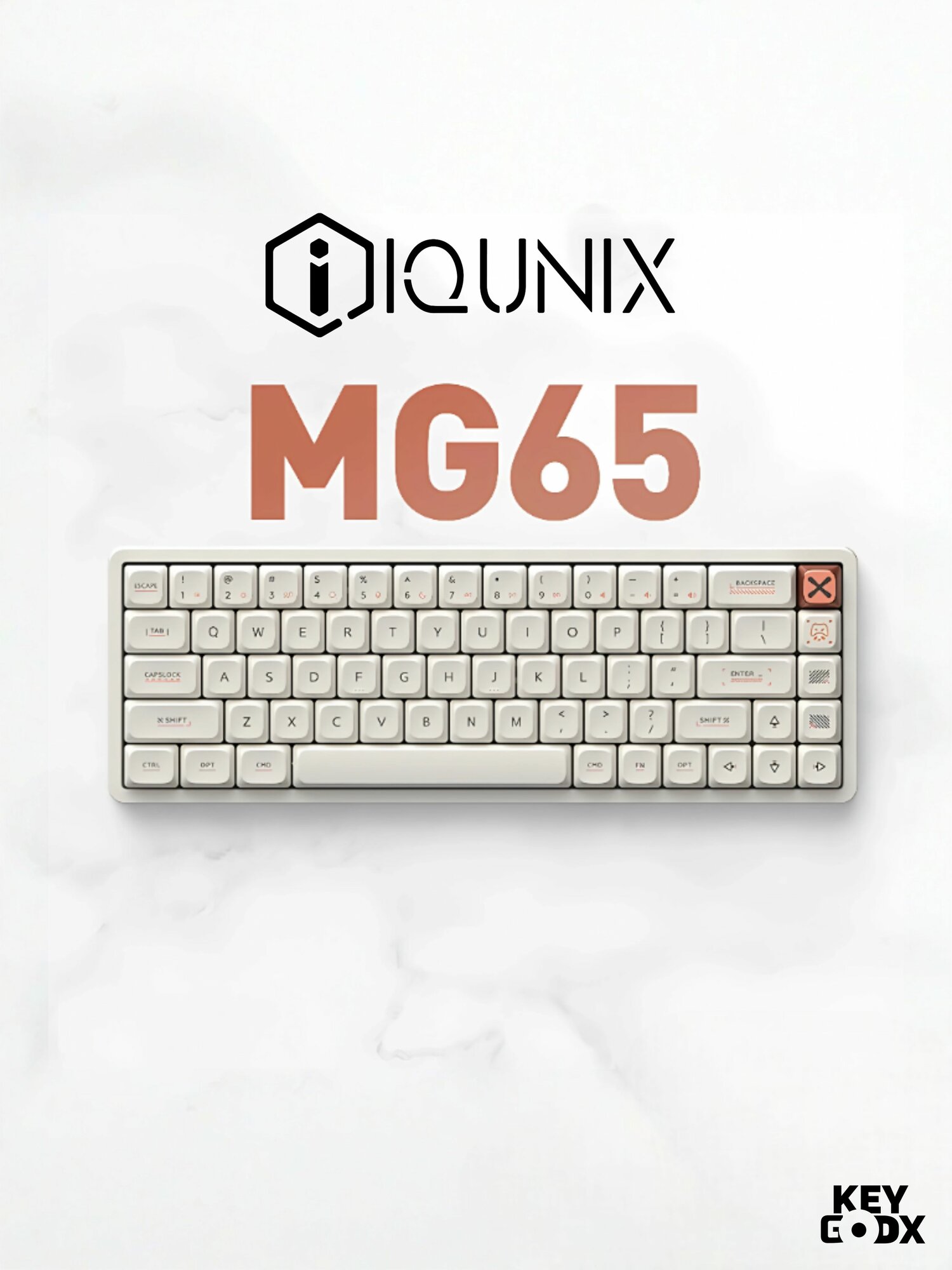 Игровая клавиатура IQUNIX MG65, (В фирменной сумке), Беспроводная, Ультратонкая, Английская раскладка, Белая