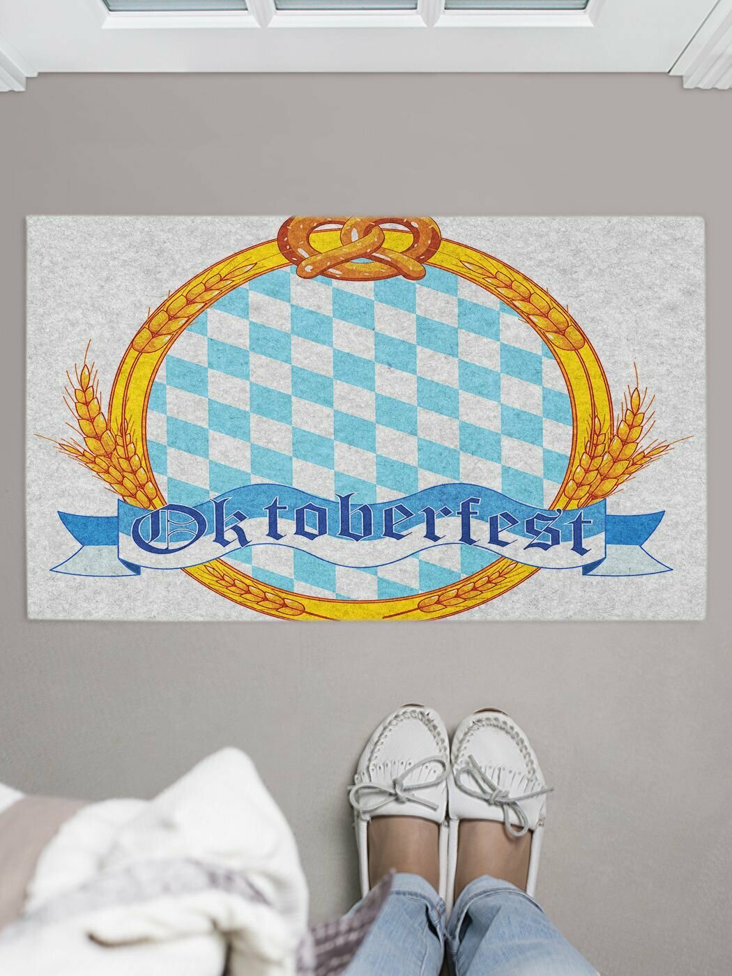 Коврик придверный в прихожую с принтом "Вперед на октоберфест" 45 на 75 см , JoyArty