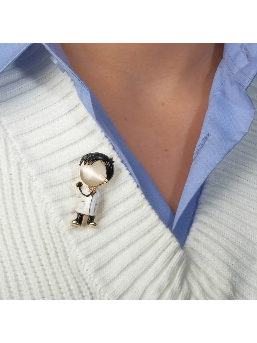 Брошь, искусственный камень, эмаль