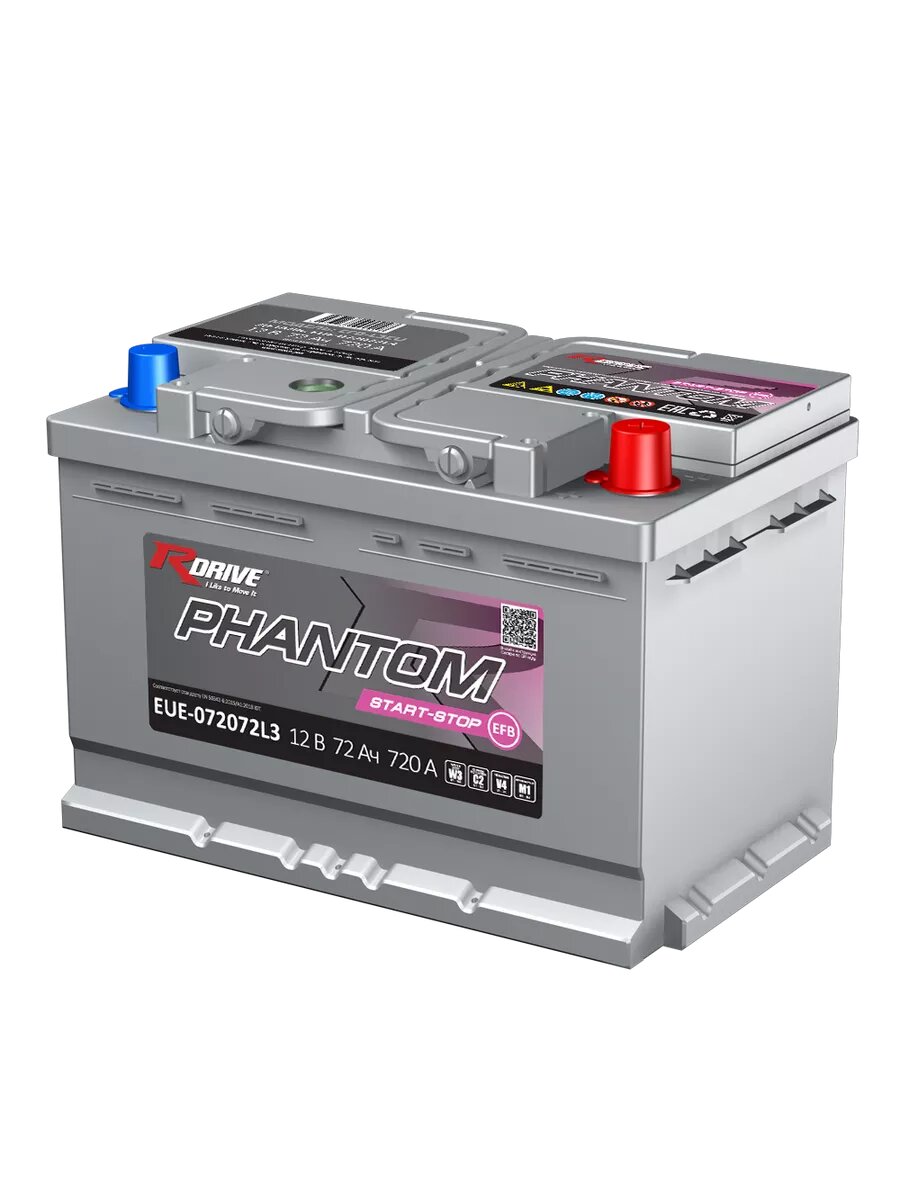 Аккумулятор RDRIVE EFB 72R 12V 72Ач обр. пол.