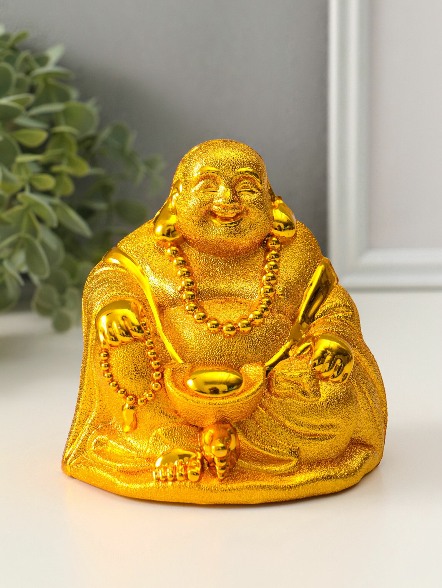 Копилка для денег "Золотой Хотей", пластик, 12x10.5x12 см, тип копилки: открытый