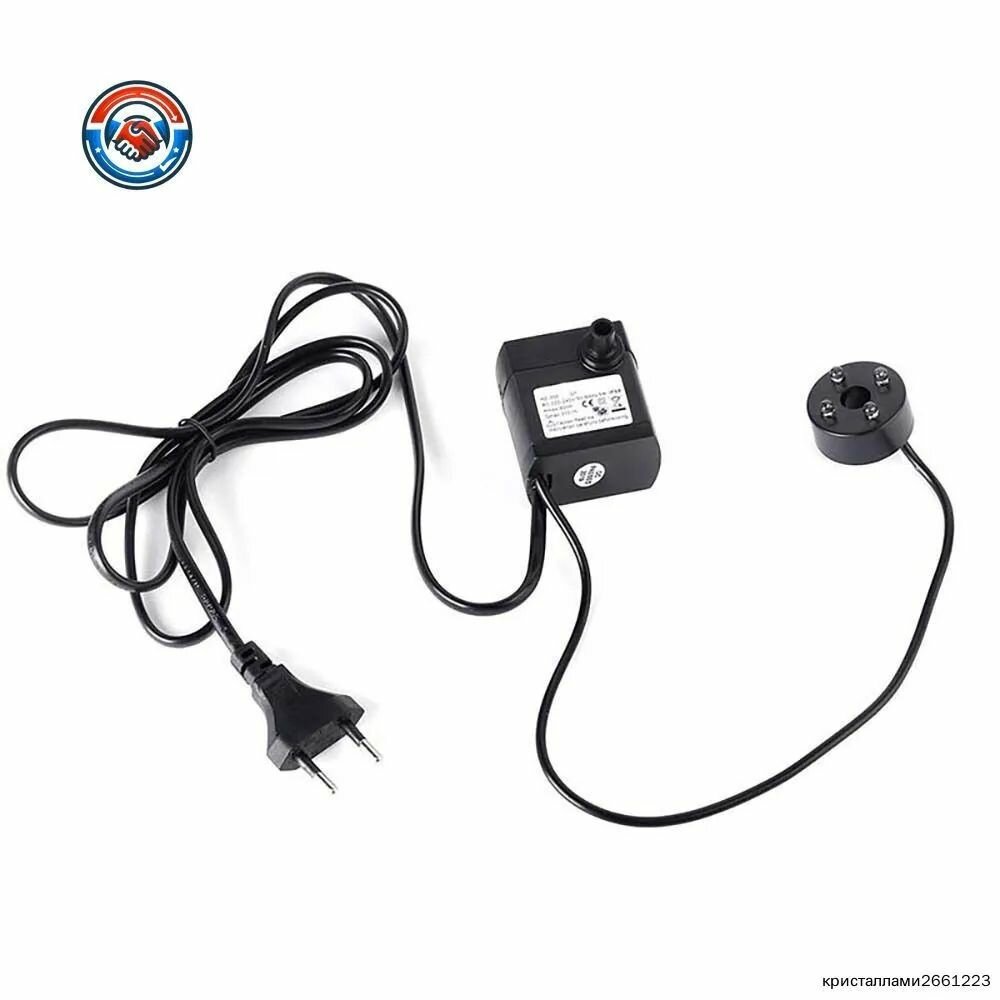 Погружной аквариумный насос с RGB подсветкой, 180 л/ч, бесшумный, компактный, для фонтанов и гидропоники, EU вилка