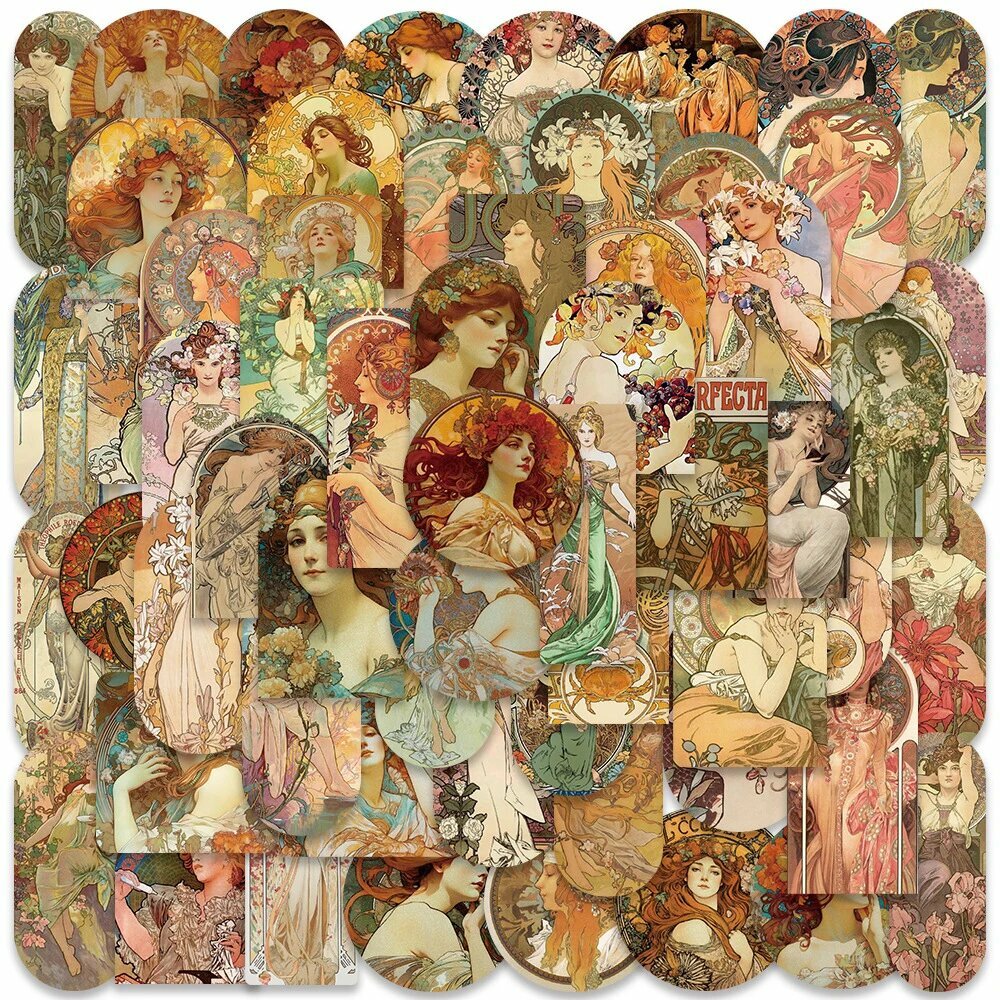 Наклейки винтажные Art Nouveau 60 шт.