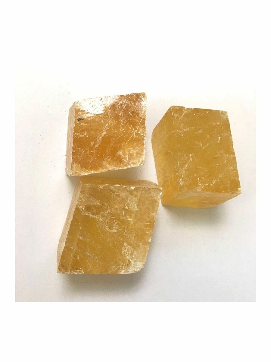 Оптический кальцит натуральный кристалл белый с желтым оттенком для украшений, 100 г