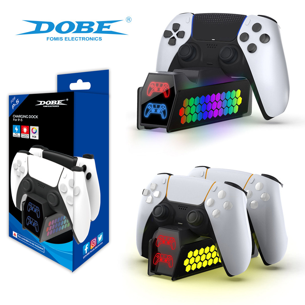 Зарядная станция Dobe Dualsense PS5, для геймпадов, с подсветкой, черная