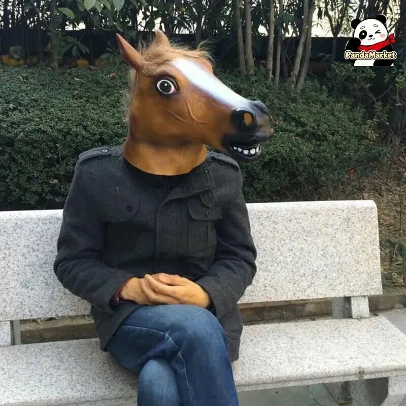 Маска карнавальная Голова лошади коня, песочная скульптура, латексная маска животного