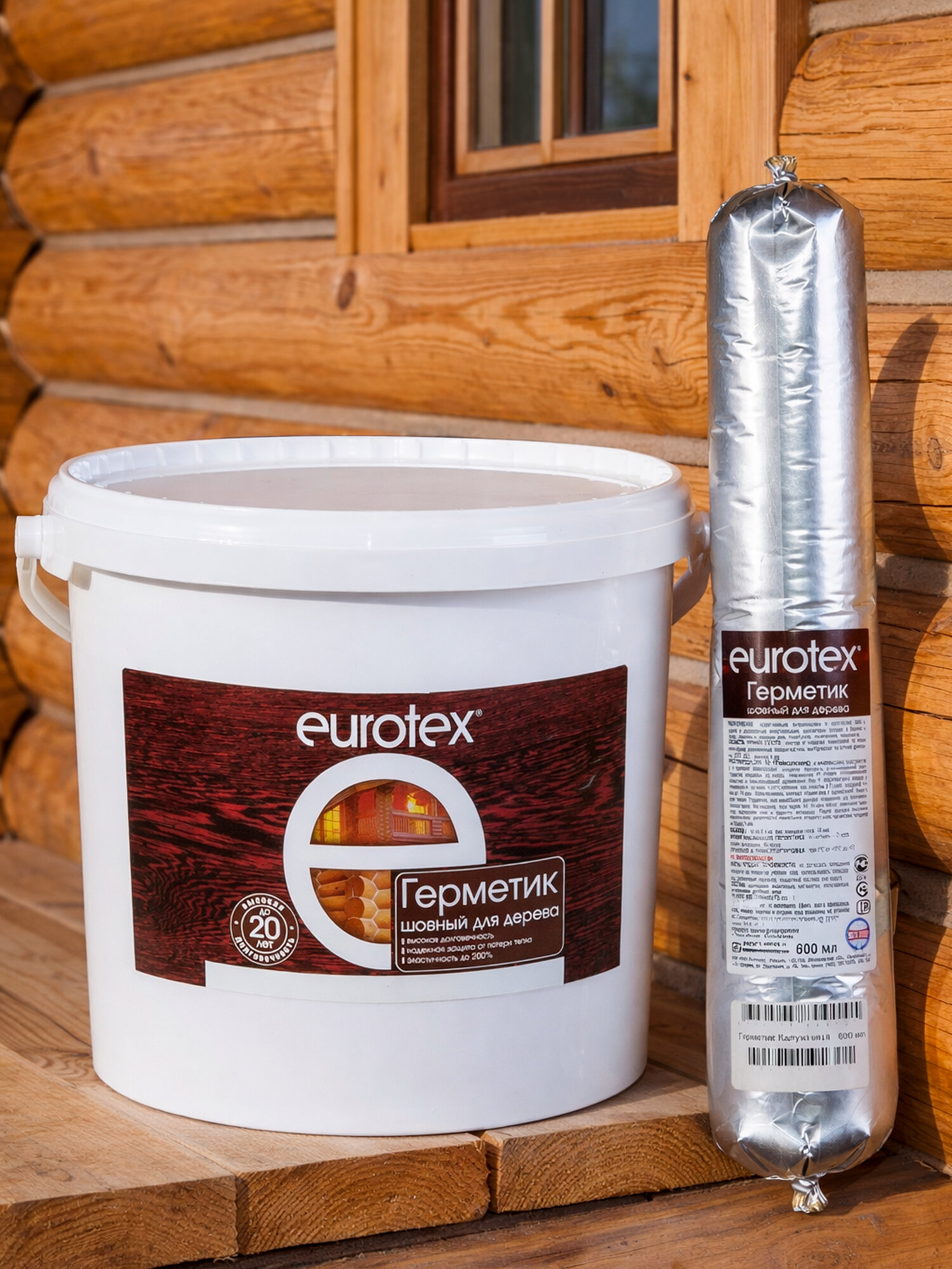 EUROTEX герметик шовный для дерева, прочный, без запаха, Белый, 600 мл