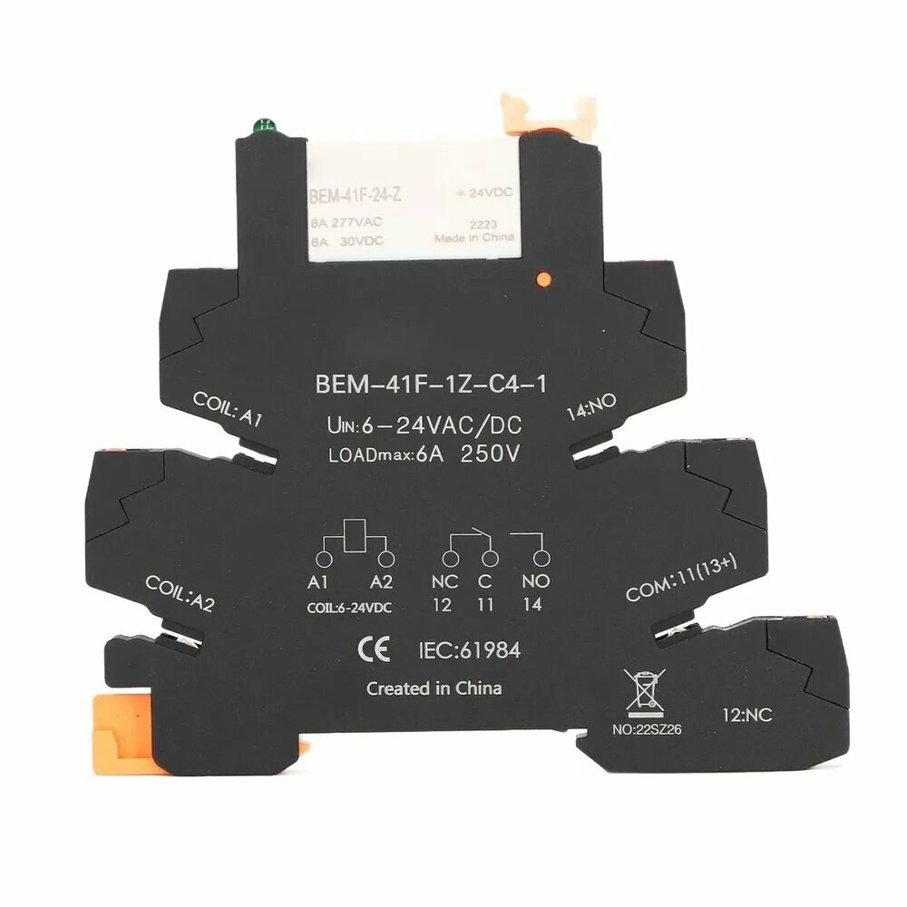 Управление постоянным током, сверхтонкое реле переменного тока, крепление на DIN-рейку, модуль твердотельного реле, однополюсный контакт, 6 А, 6 24 В