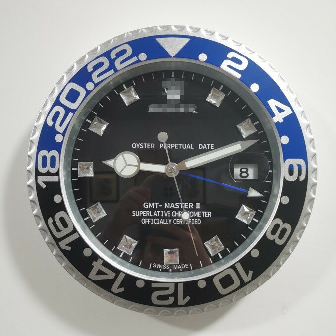 14inch Настенные часы Rolex Submariner с металлическим корпусом и увеличительным стеклом GMT, подходящие для залов в