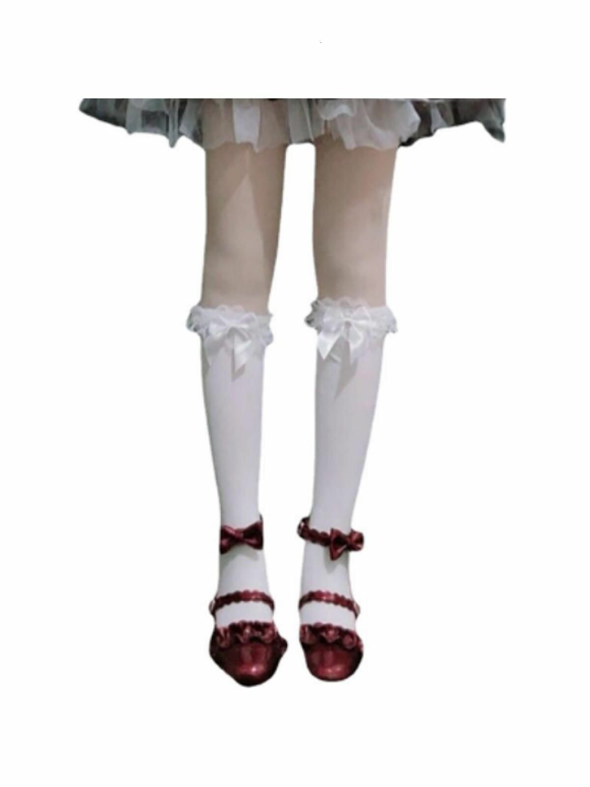 Женские кружевные гольфы в стиле лолита, Белый