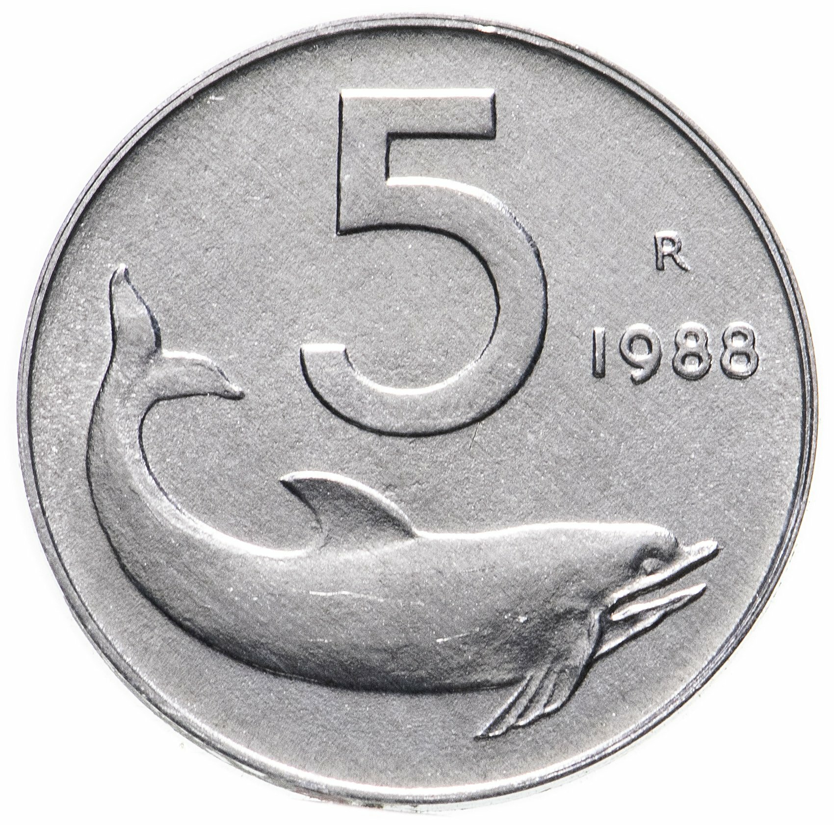 Италия 5 лир 1988, Алюминий, в сохранности UNC