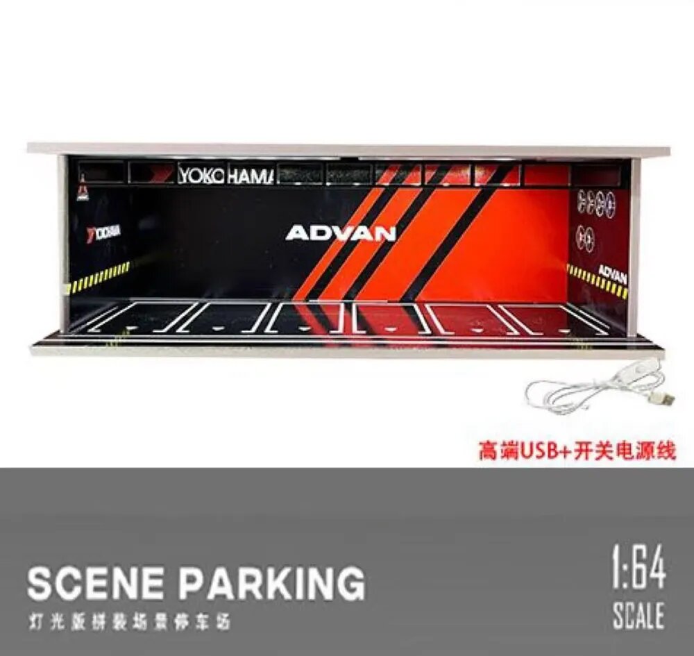 1 мл meiduoxing(moreart) Диорама гараж с подсветкой для машинок для моделей 1:64, Porsche BMW NISSAN RWB BMW HKS ADVAN, Игрушечный гараж, парковка для машинок