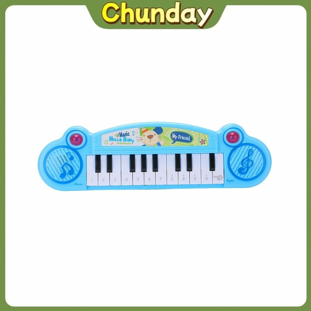 Детское электронное пианино с 12 клавишами, игрушка для детей от 3 лет, синее