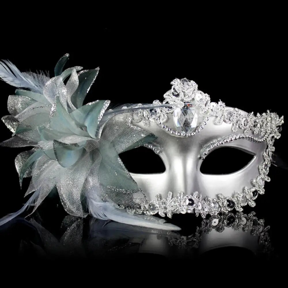 Серебряная венецианская маска для глаз, Style 38