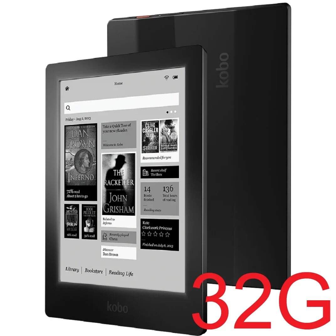 Kobo Aura HD Black 32G, Комплекты для чтения электронных книг + чехол + защитная пленка для экрана