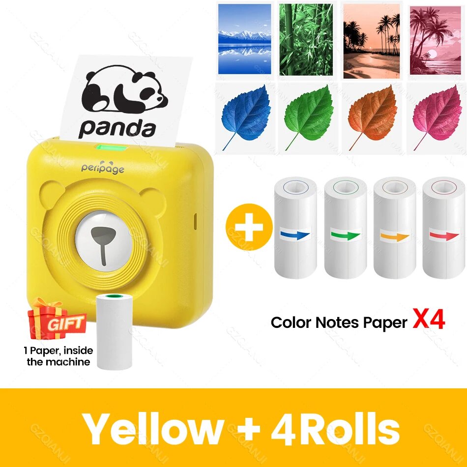 Термопринтер Peripage A6 Yellow add 4Rolls