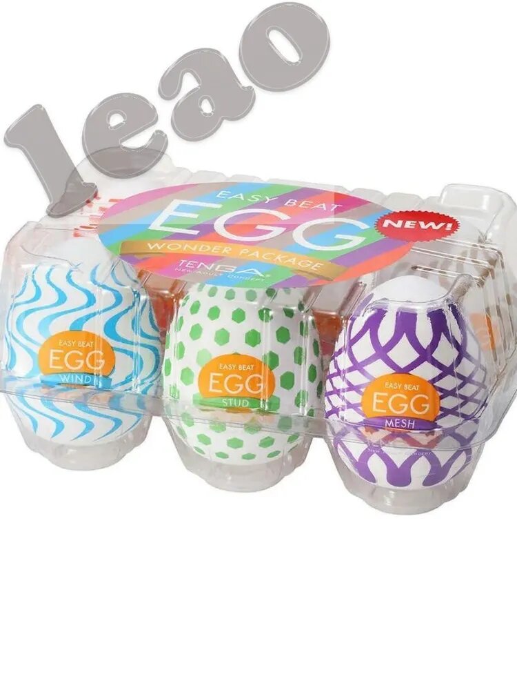 Мастурбатор TENGA EGG - IV набор из 6 одноразовых рельефных стимуляторов яйцо тенга с пробником лубриканта(белый, голубой)