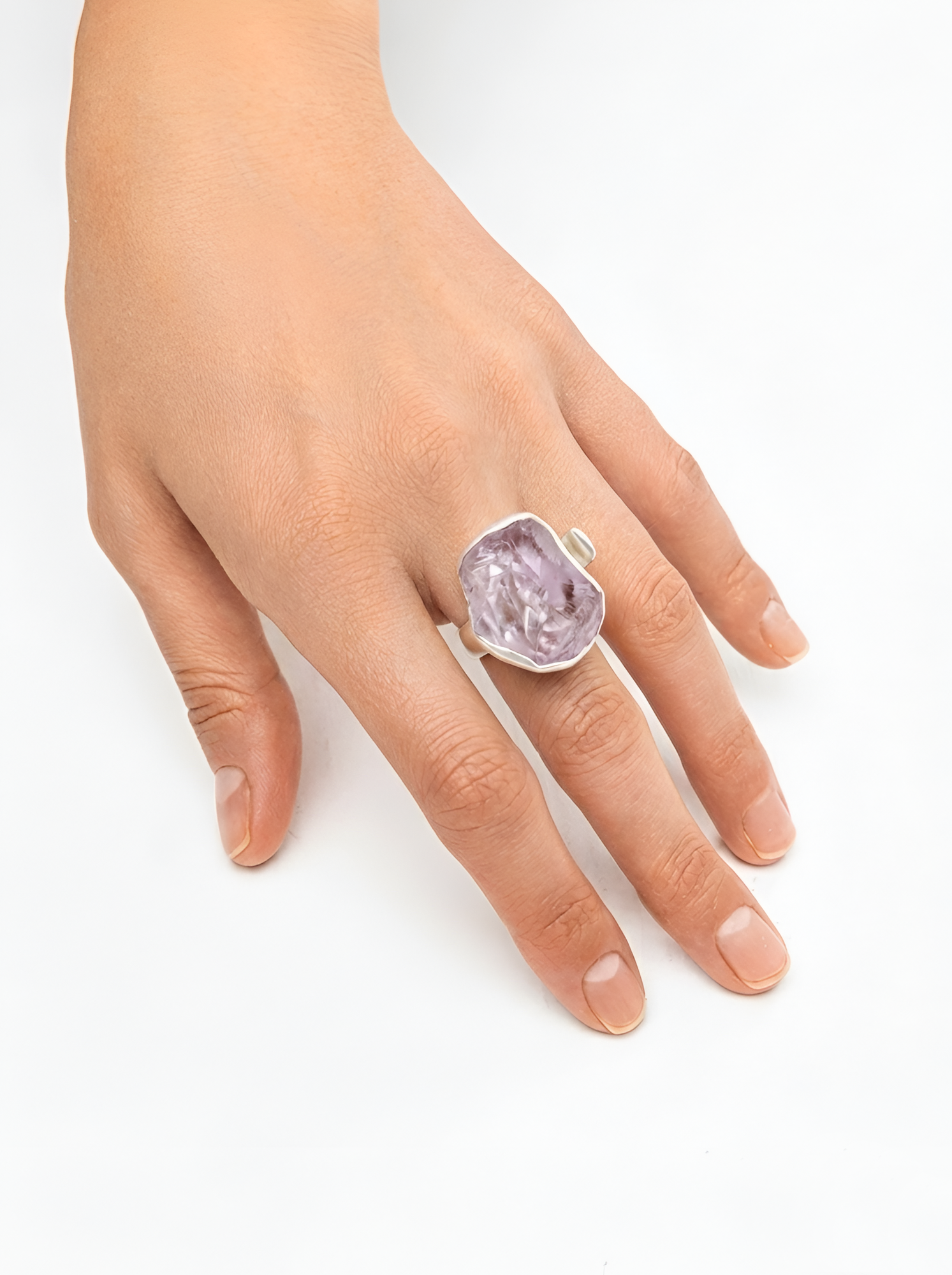 Перстень, серебро, 925 проба, серебрение, аметист