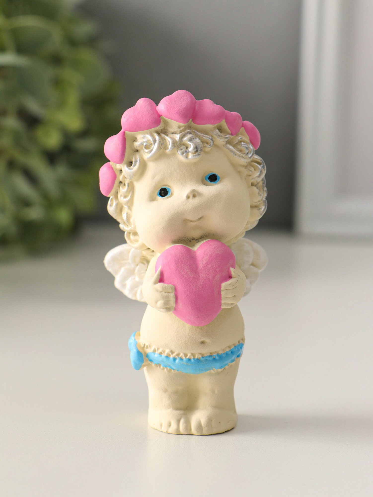 Фигурка "Ангелочек с сердечком", 9.5x5хх4.5 см, цвет: разноцветный