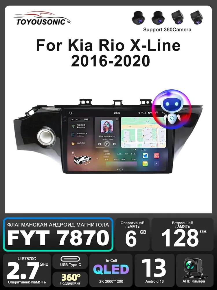 TOYOUSONIC Автомагнитола, диагональ: 9", 2 DIN, 6ГБ/128ГБ