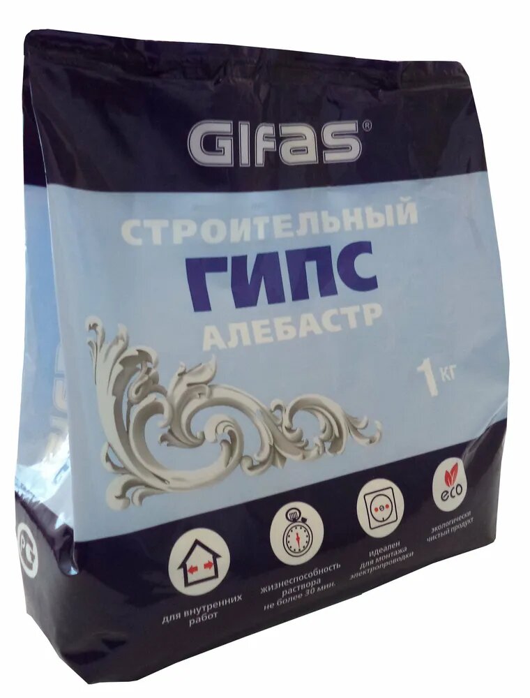 Гипс строительный Г-4 Гифас (алебастр), 1кг
