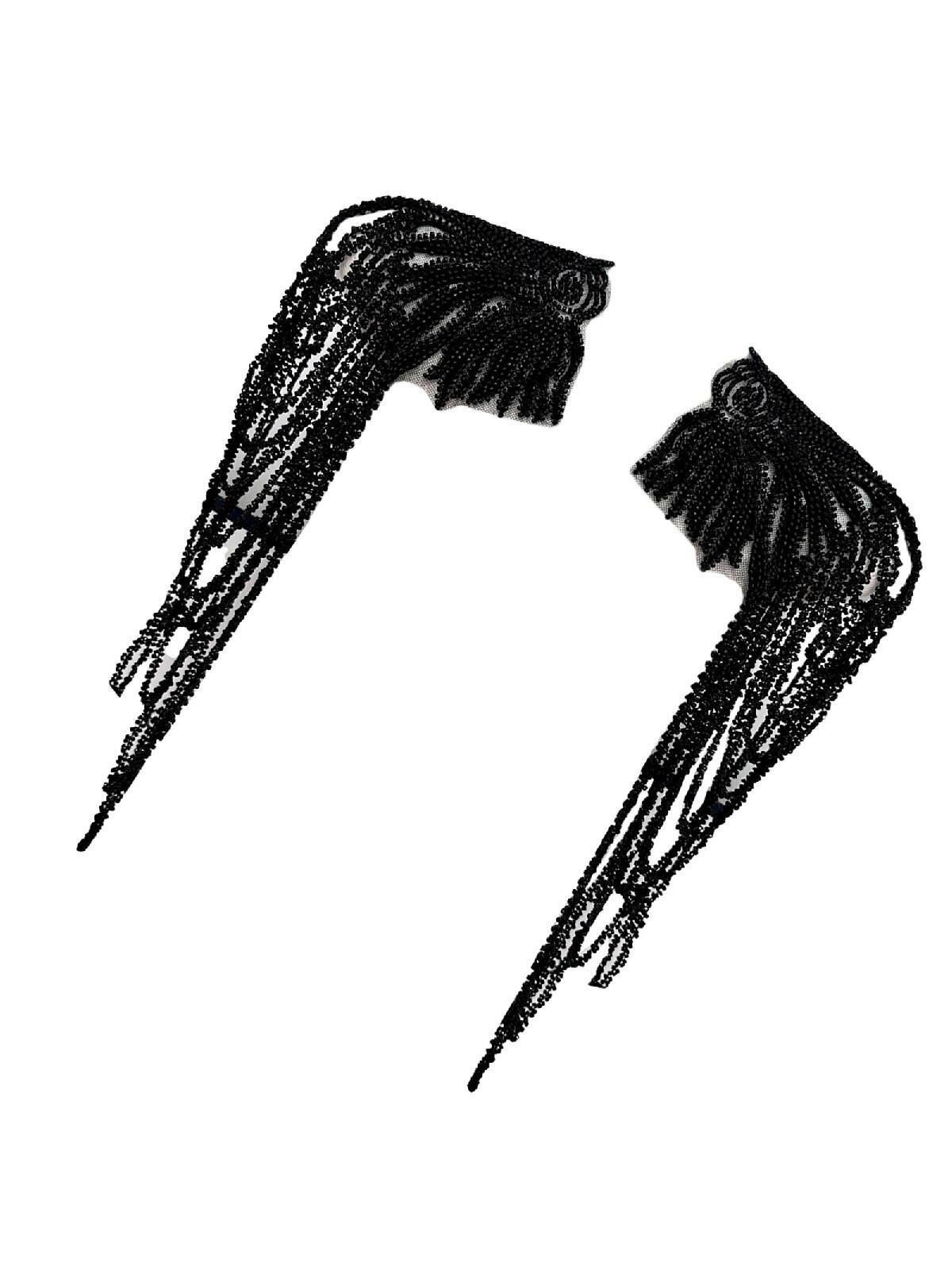 Серебристые плечевые эполеты с кисточками, Черный