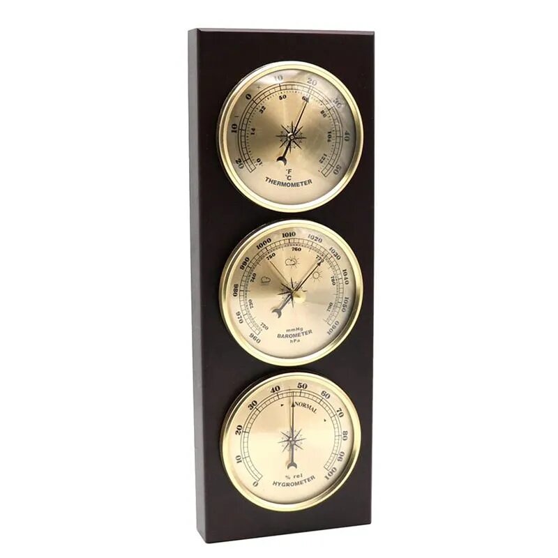 Барометр Настенный деревянный желтый, термометр, барометр, гигрометр для дома
