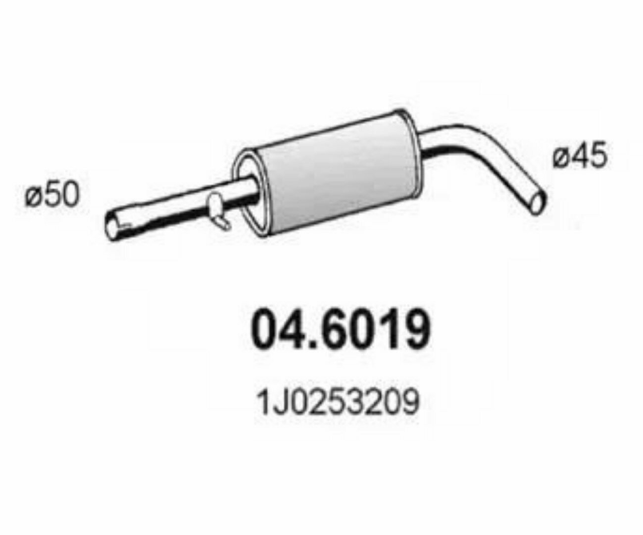 Резонатор ASSO 1504526, Audi A3 1.6 09.96-06.03, Volkswagen Golf IV, Bora, New Beetle 1.4, 1.6, FSI, 1.9 SDI 10.98