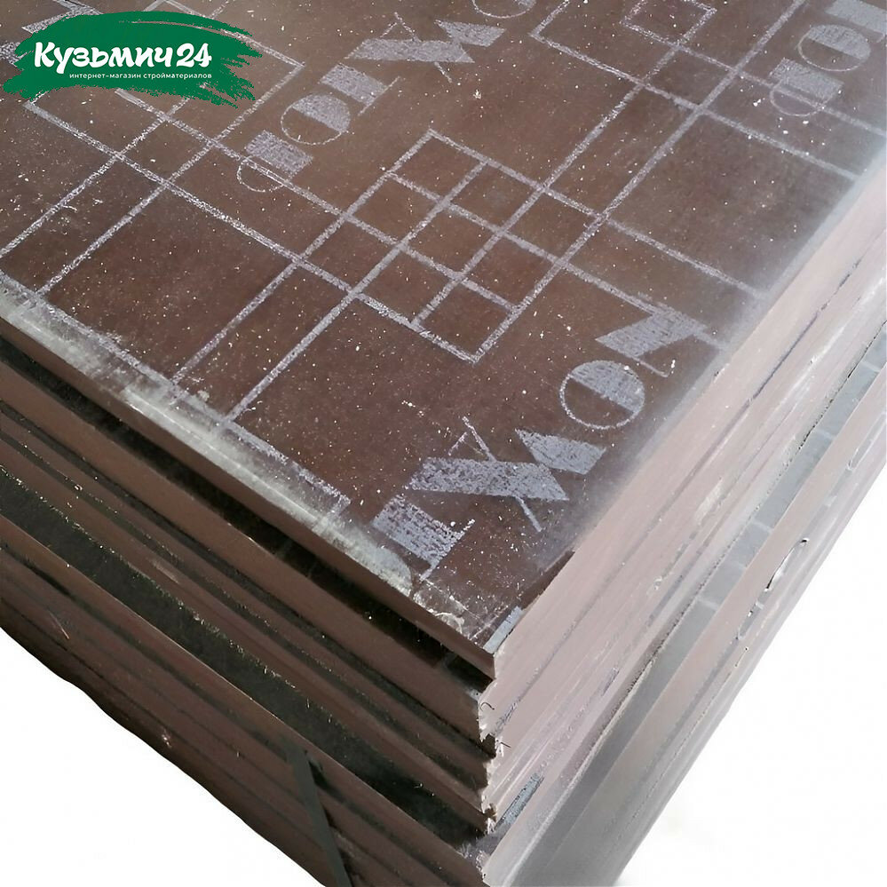 Фанера ламинированная влагостойкая ФСФ 18х1220x2440 мм для внутренних и наружных работ, 1 шт