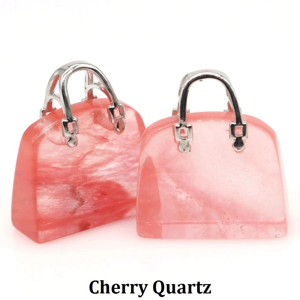 Подвеска в форме сумочки с кристаллами, натуральный камень, тигровый глаз, кварц, опал, Подвески для изготовления ювелирных изделий «сделай сам», ожерелье, серьги, аксессуары