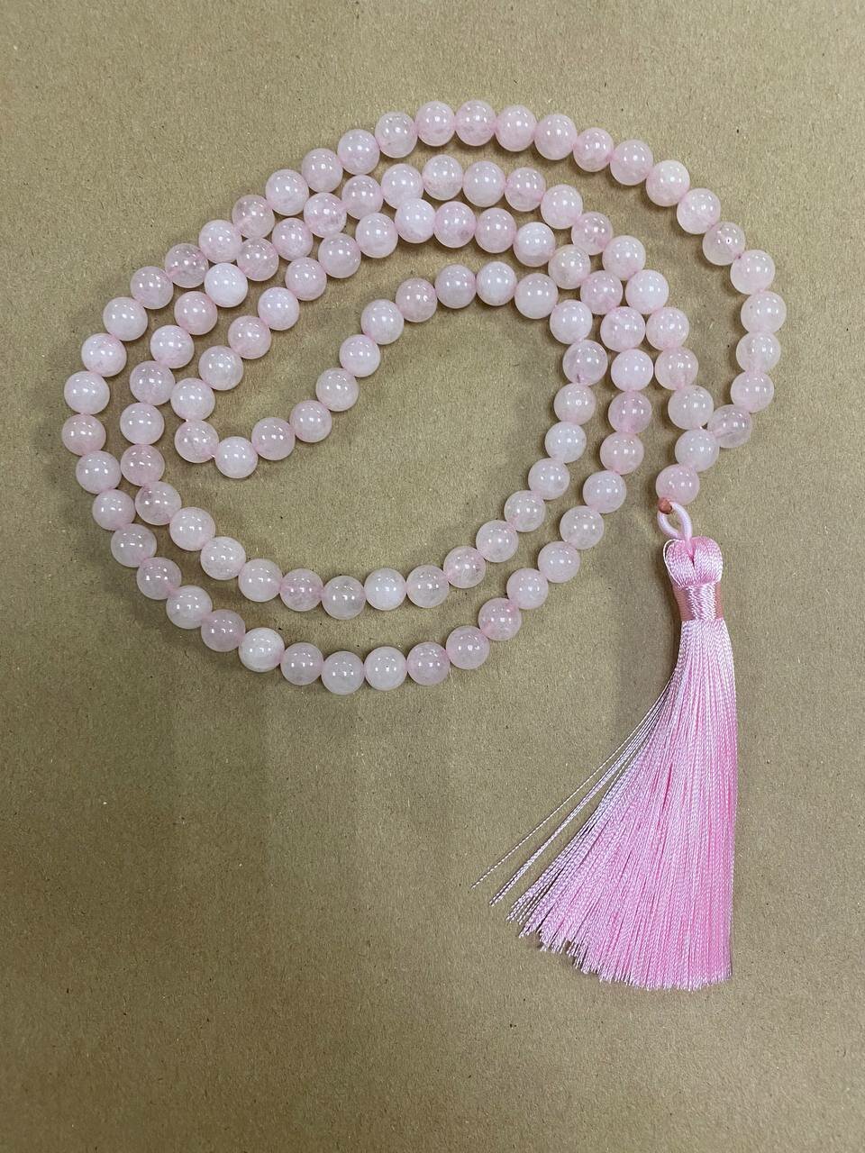 Чётки, розовый кварц