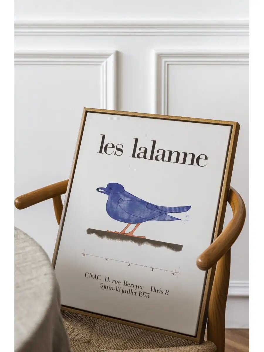 Постер с голубой птицей Les Lalanne винтажный рисунок, 30 x 40 см, материал бумага, без рамы