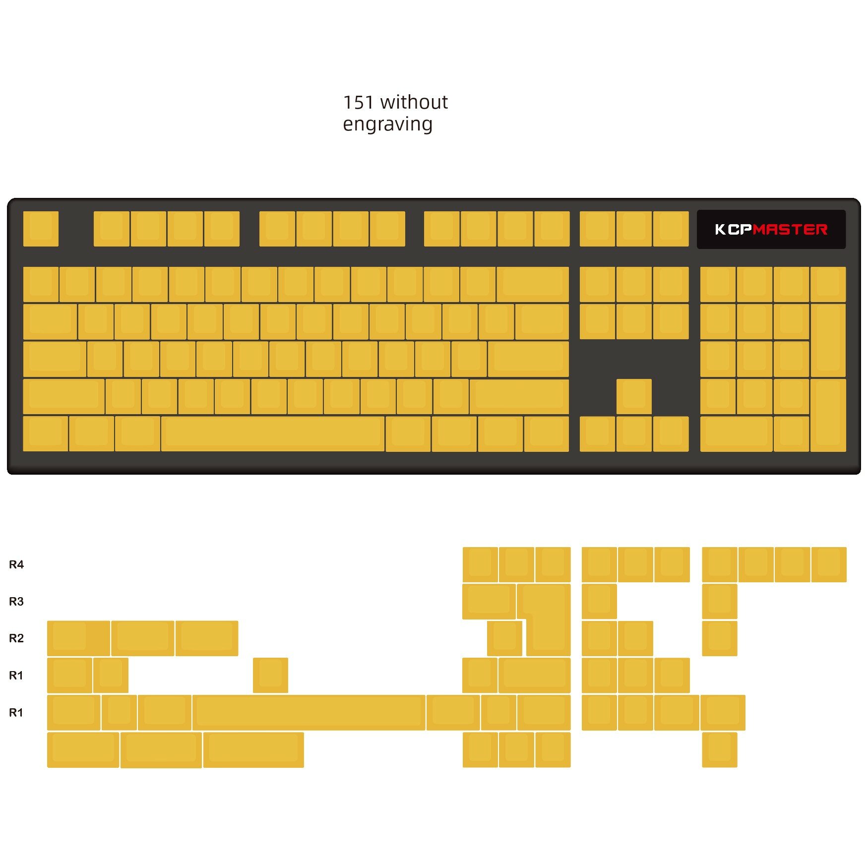 Классические цветные кейкапы KCPMASTER — оригинальные сублимационные кейкапы Shenburen Yellow Без гравировки, 151
