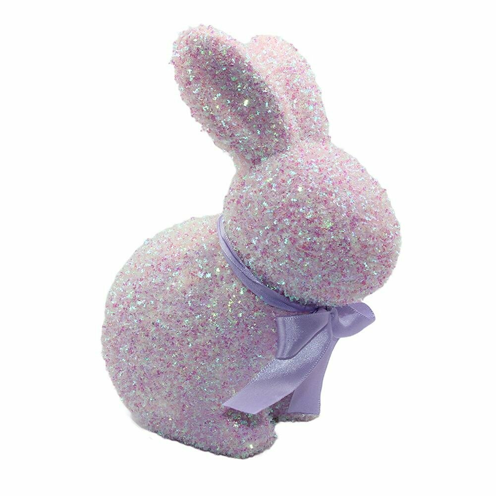 Рождественский бархатный кролик, 9,25-дюймовая блестящая фигурка кролика из бархатного пенопласта с бантиком для весенних центральных композиций, украшения стола в доме или офисе.