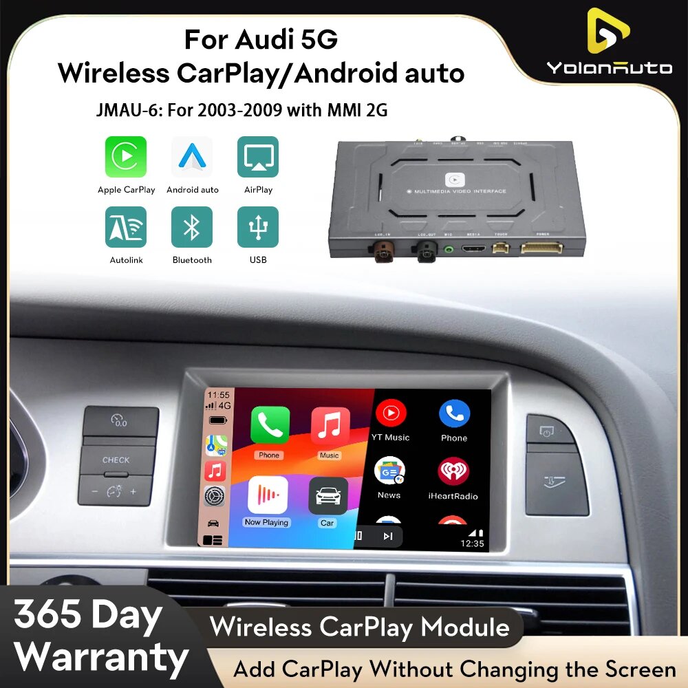 Беспроводной CarPlay Android Auto модуль YolanAuto JMAU-6 для Audi 2003-2009